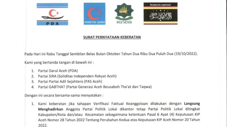 Terkait Verifikasi, Partai SIRA dan 3 Parlok Kirim Surat Keberatan ke ...