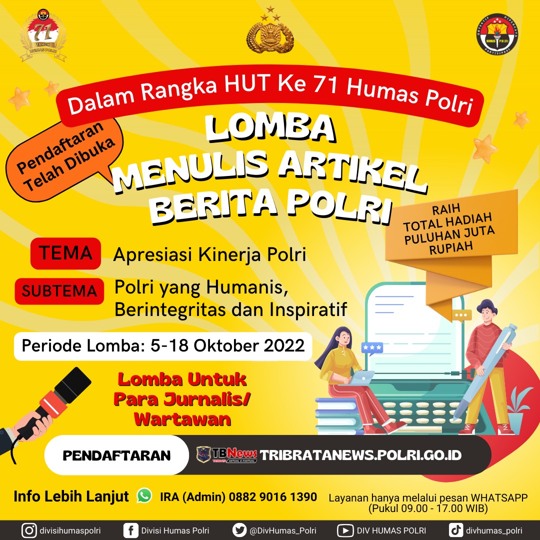 Divisi Humas Polri Gelar Lomba Menulis Artikel Berita untuk Jurnalis ... Divisi Humas Polri Gelar Lomba Menulis Artikel Berita untuk Jurnalis ...