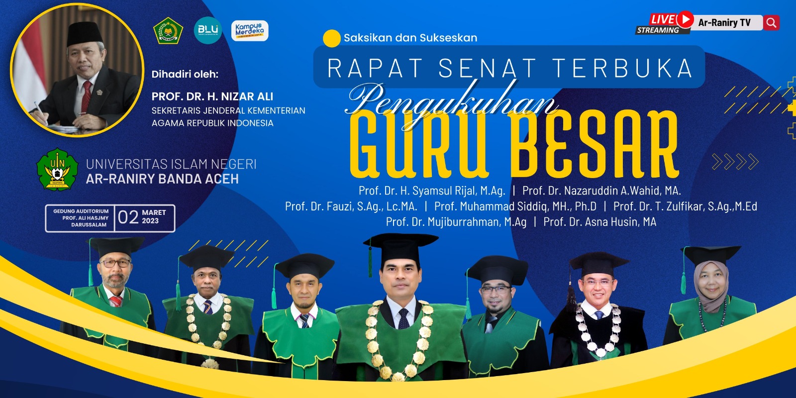 Sekjend Kemenag RI Akan Kukuhkan Guru Besar UIN Ar-Raniry - Nukilan