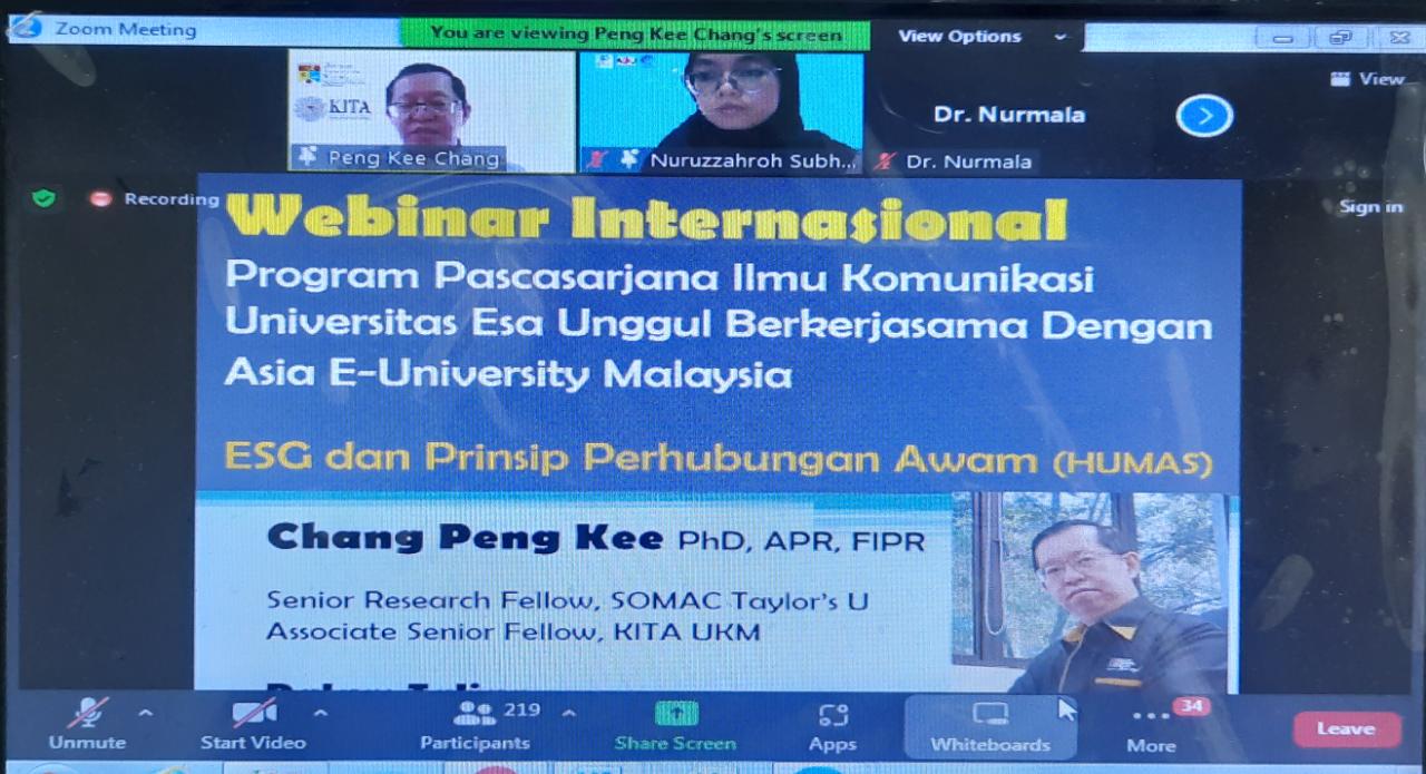 Webinar Internasional: Universitas Esa Unggul Bahas Kerjasama Indonesia-Malaysia - Nukilan