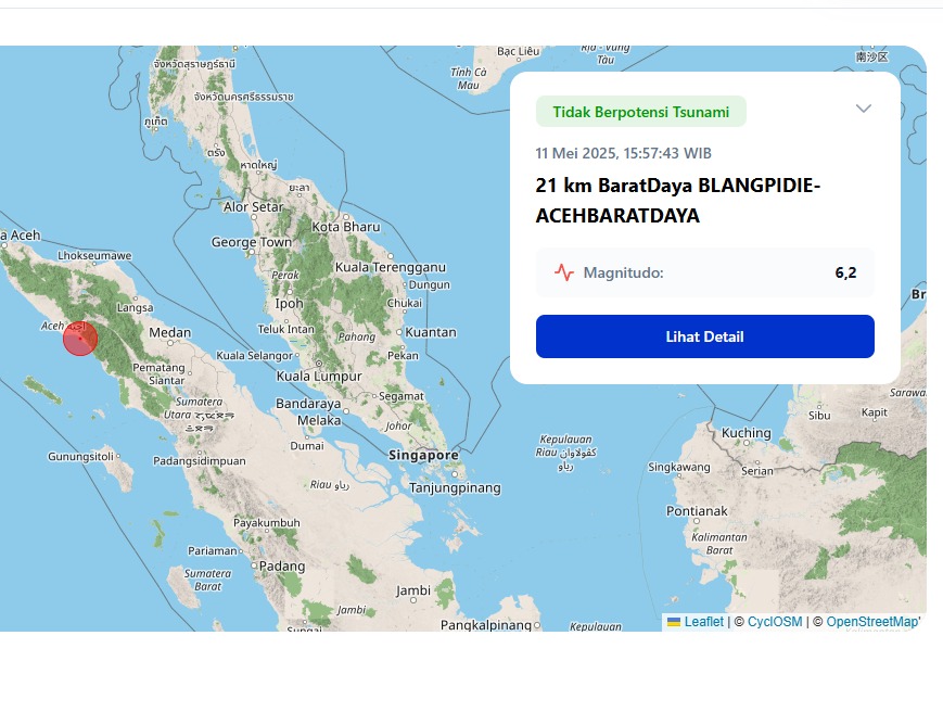 Gempa Magnitudo 6,2 Guncang Blangpidie, Terasa hingga Medan dan Banda Aceh - Nukilan